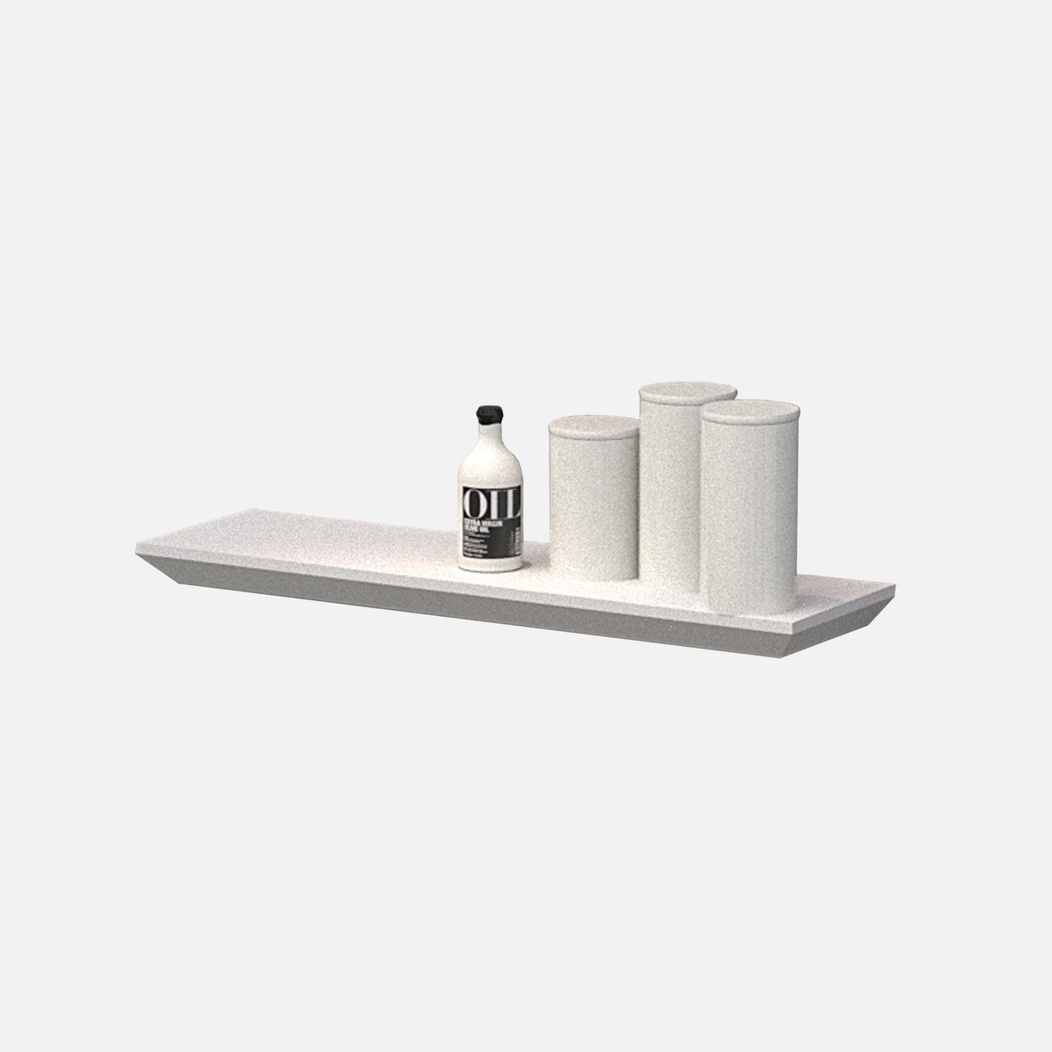 Beveled Edge Floating Shelf Matte White 800x250x38mm | Shelving Shop