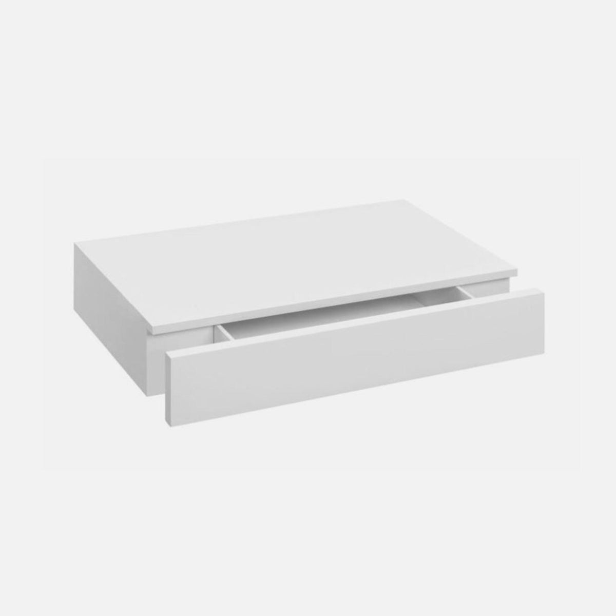 Floating Shelf With Drawer Gloss White 450x250x80mm | Shelving Shop