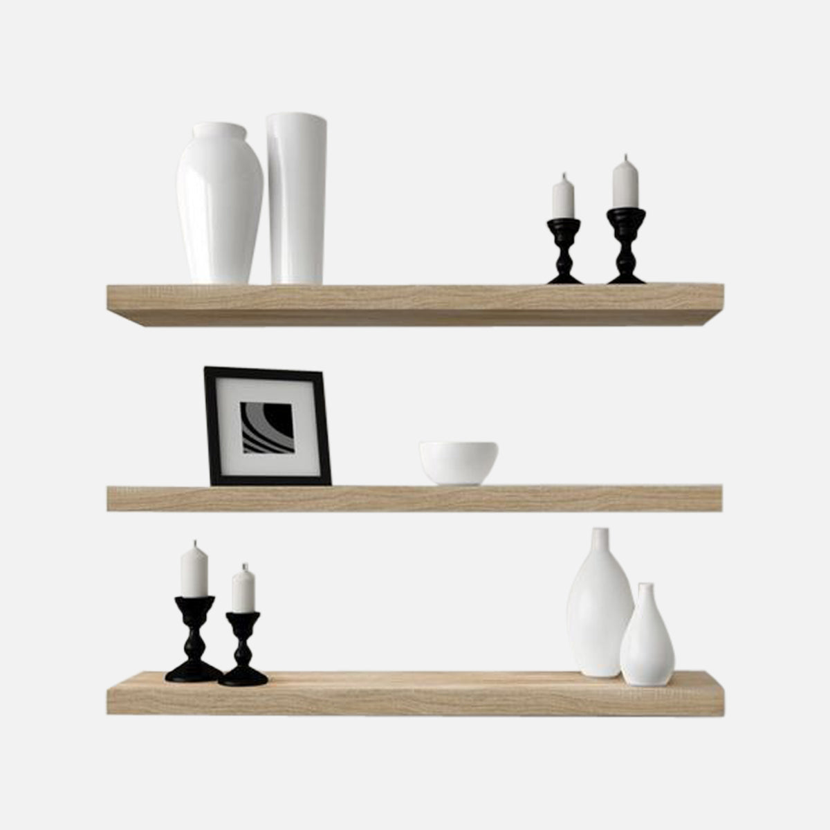 European Made Floating Shelves Oak 1150 (Triple Deal) | Shelving Shop