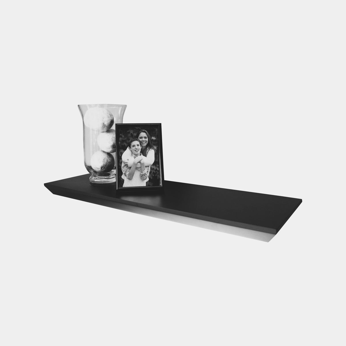 Beveled Edge Floating Shelf Matte Black 600x200x32mm | Shelving Shop