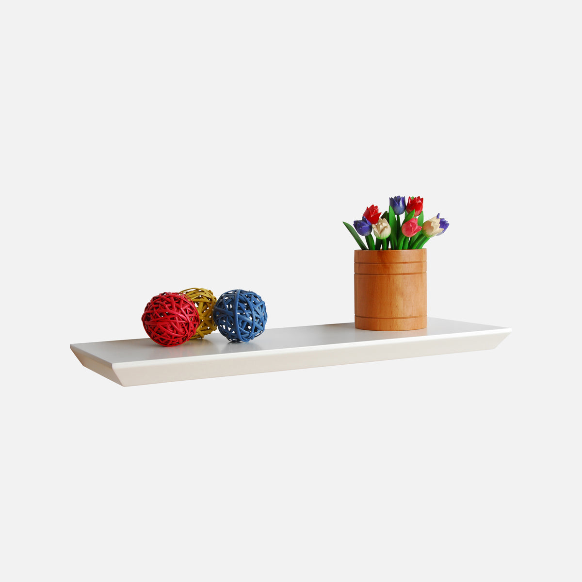 Beveled Edge Floating Shelf Matte White 1000x200x32mm | Shelving Shop