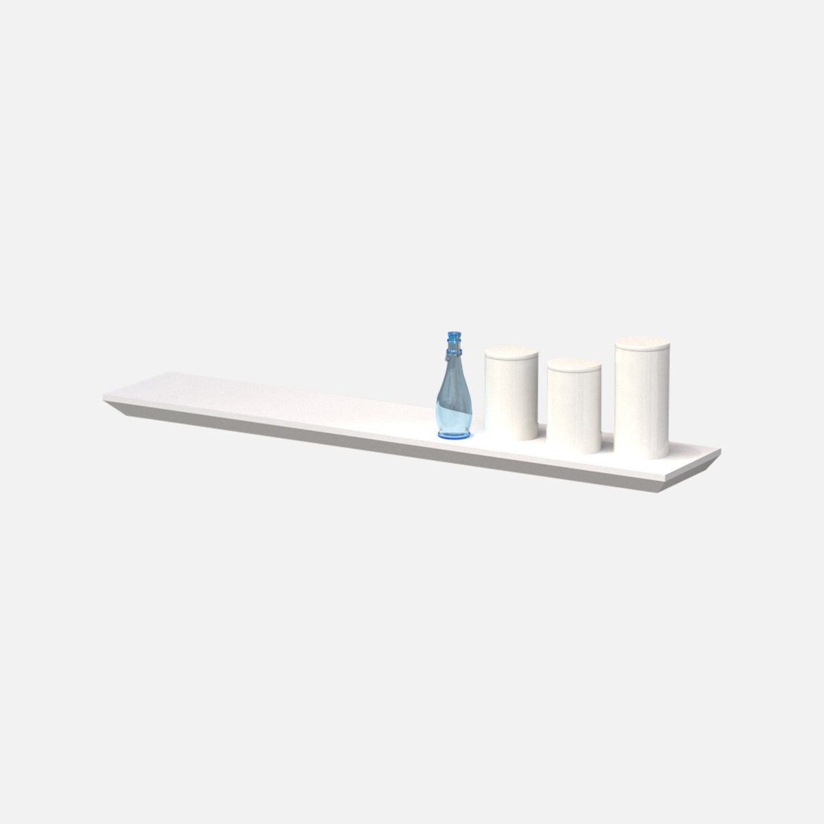 Beveled Edge Floating Shelf Matte White 1200x250x38mm | Shelving Shop
