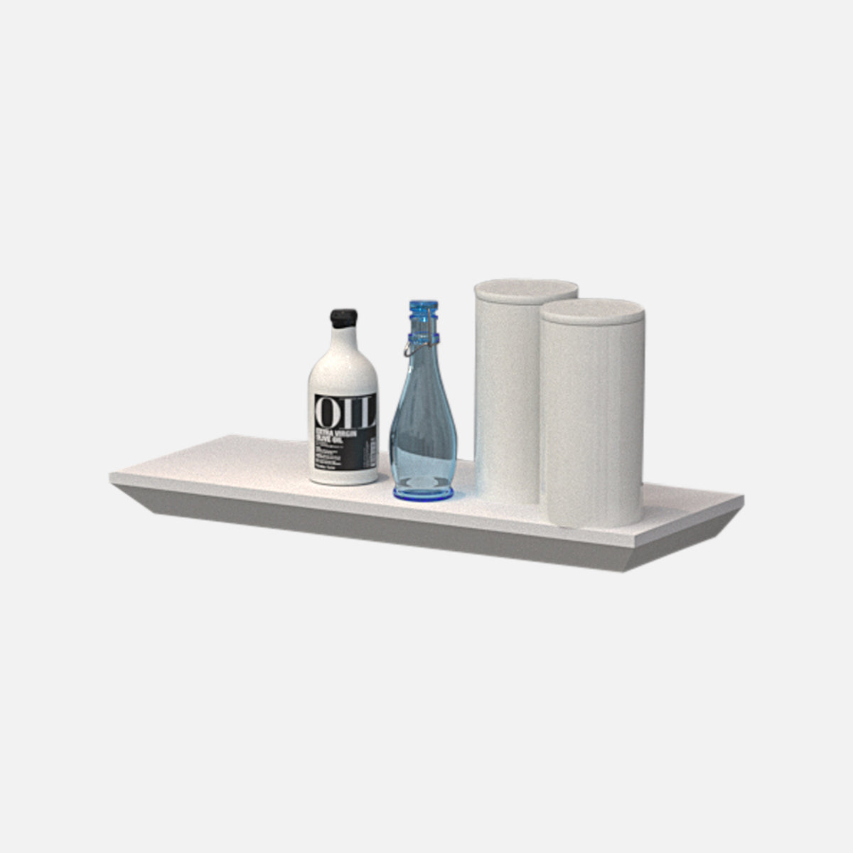 Beveled Edge Floating Shelf Matte White 600x250x38mm | Shelving Shop