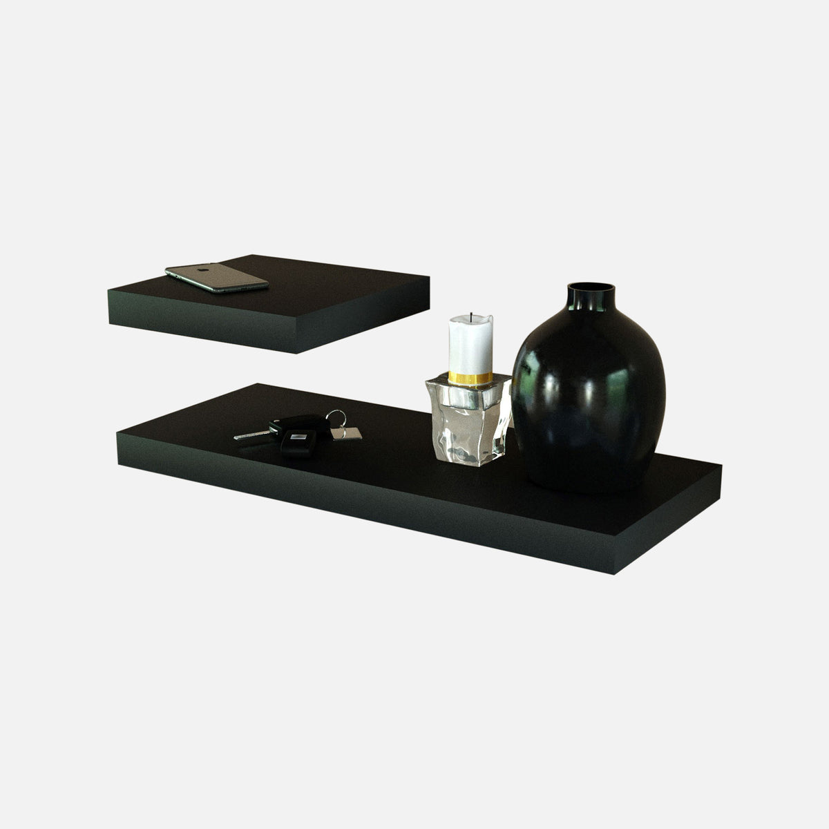 Matte Black Floating Shelves 600&250 (Double Deal) | Shelving Shop