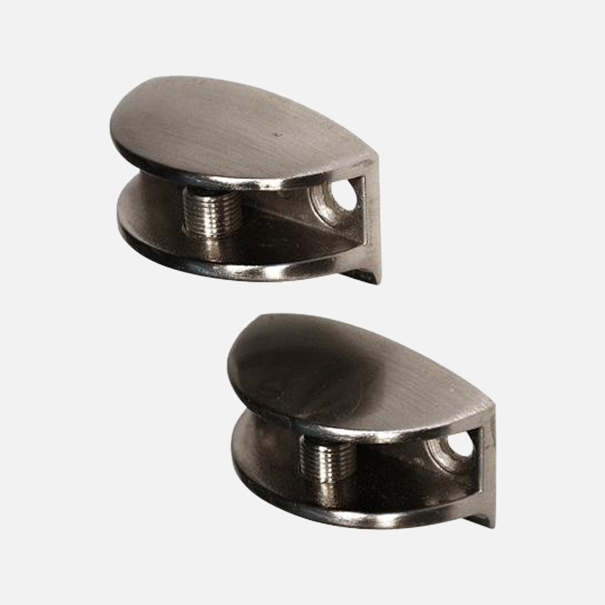 Nickel Glass Clip Brackets (Pair) | Shelving Shop