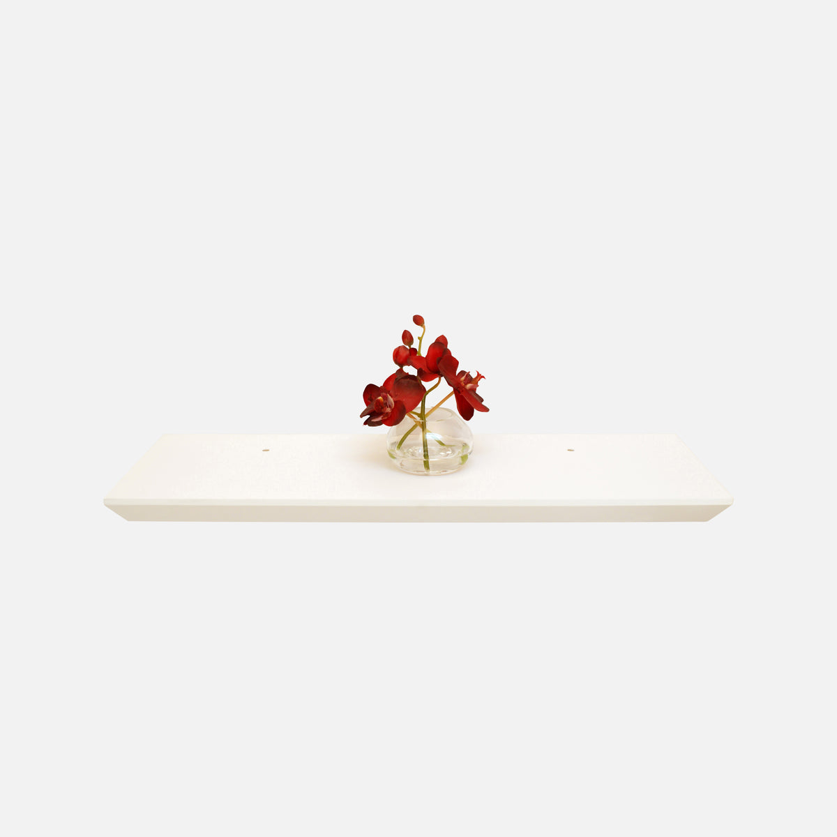 Beveled Edge Floating Shelf Matte White 600x200x32mm | Shelving Shop
