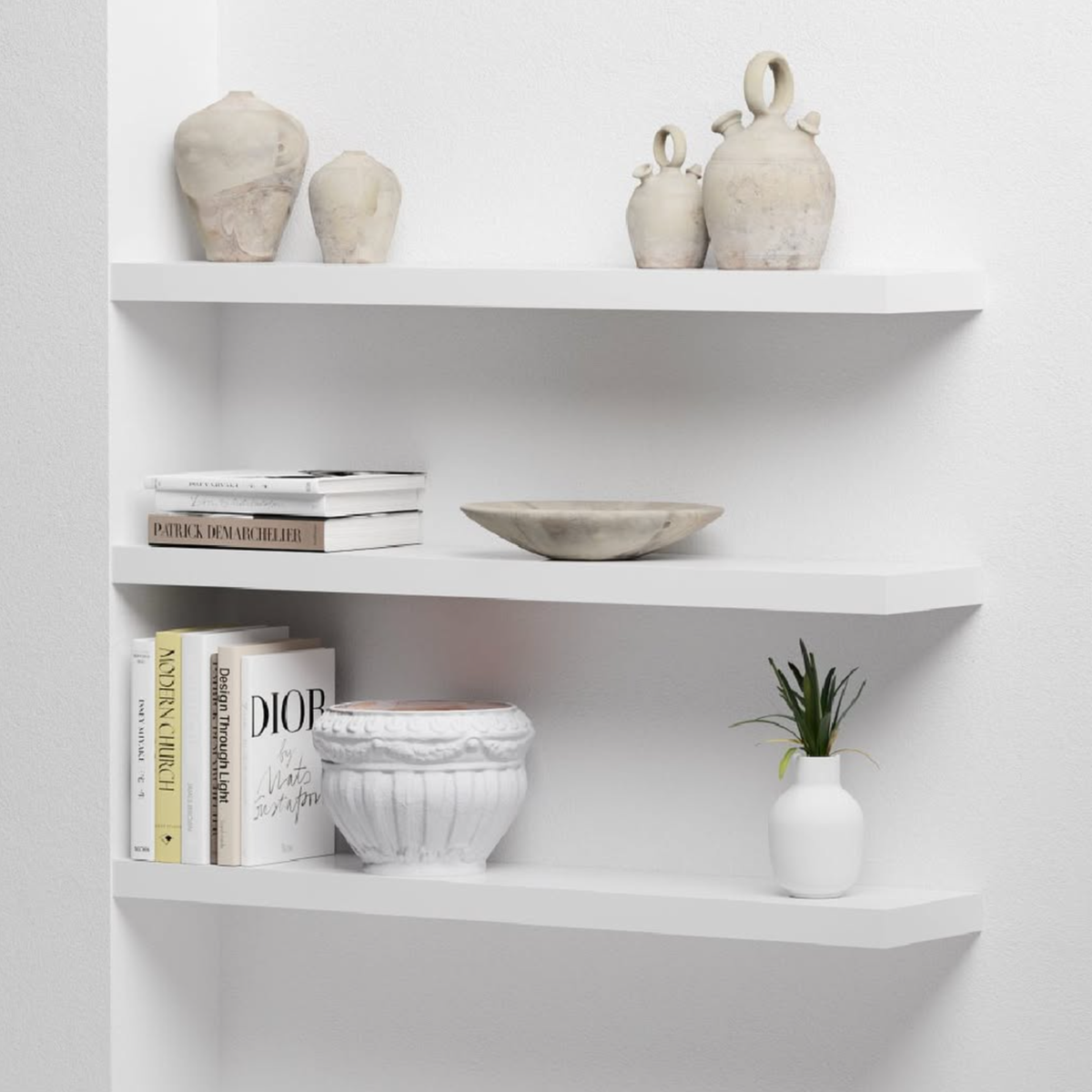 European Made Floating Shelves White 1150 (Triple Deal) | Shelving Shop